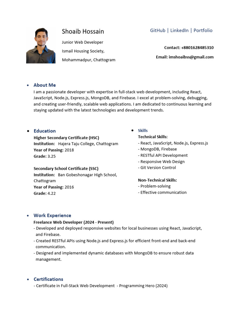 Cv-Shoaib-Hossain 2 3 | PDF