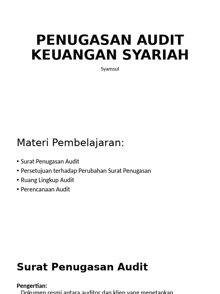 Penugasan Audit Keuangan Syariah | PDF