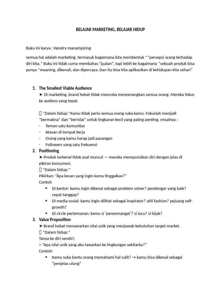 Panduan Marketing Untuk Kehidupan Pdf