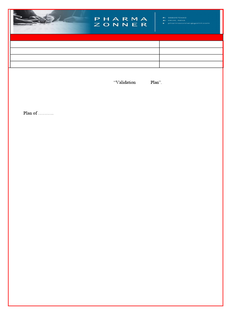 Validation Master Plan SOP | PDF | Verification And Validation | Risk
