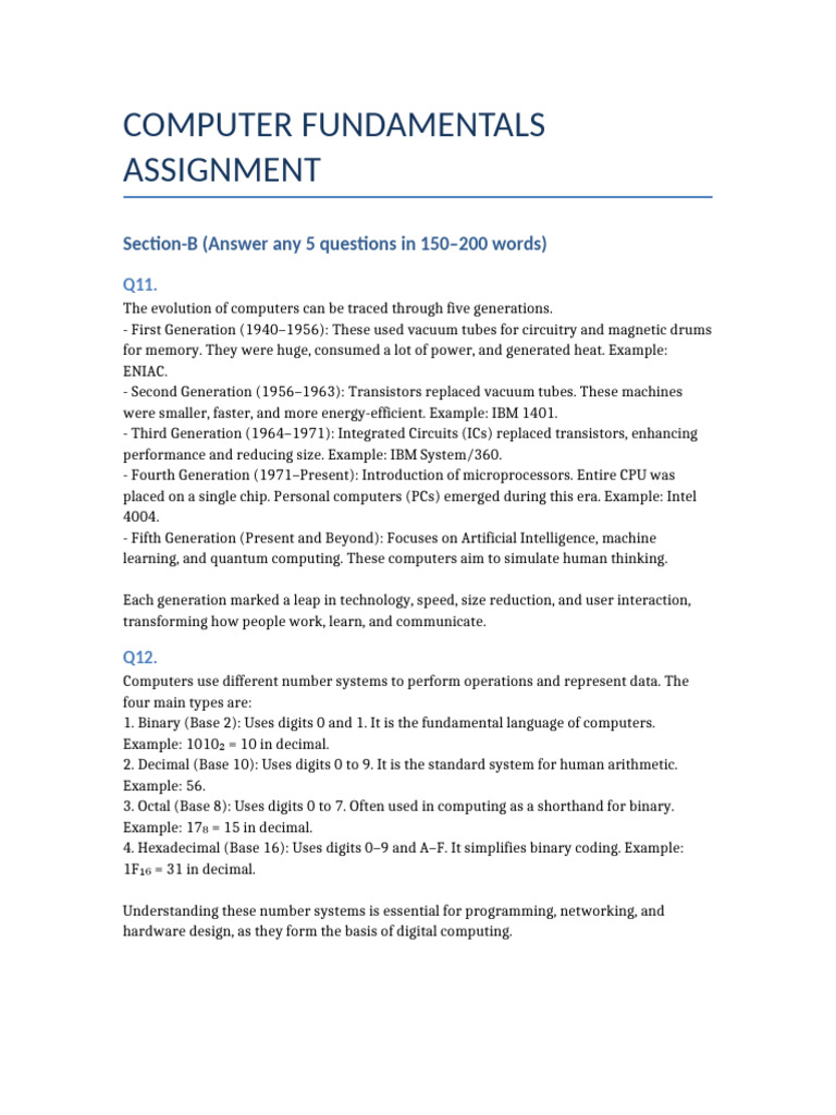 Computer Fundamentals Assignment SectionB | PDF | Central Processing Unit | Input/Output