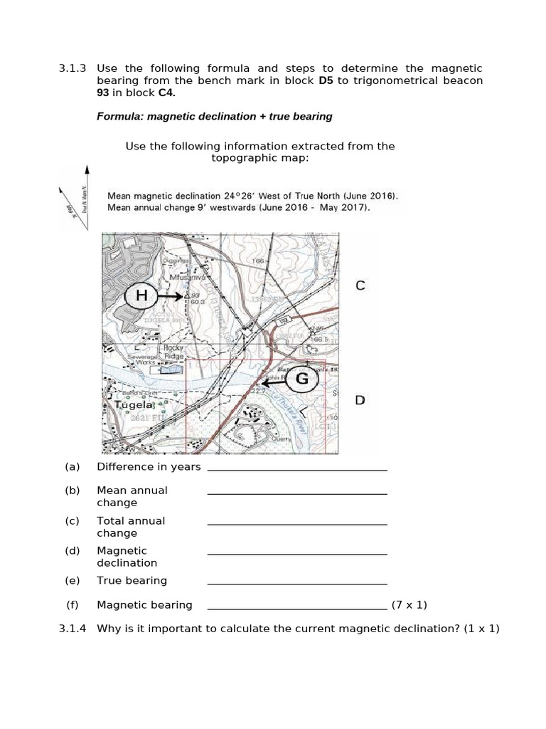Magnetic Declination. TB and MB Activities | PDF