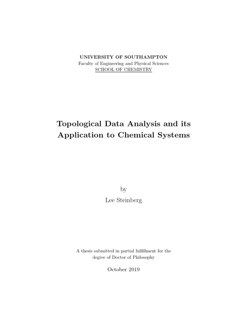 TDA and Its Applications To Chemical Systems - Steinberg - Thesis | PDF ...