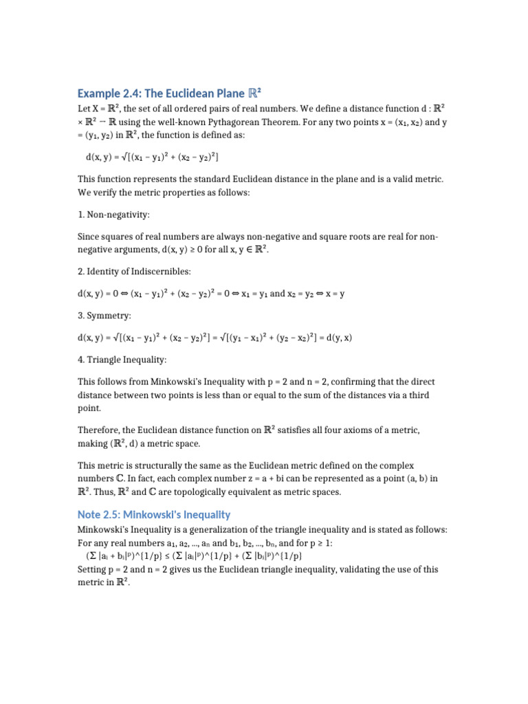 Example Euclidean Plane R23 | PDF