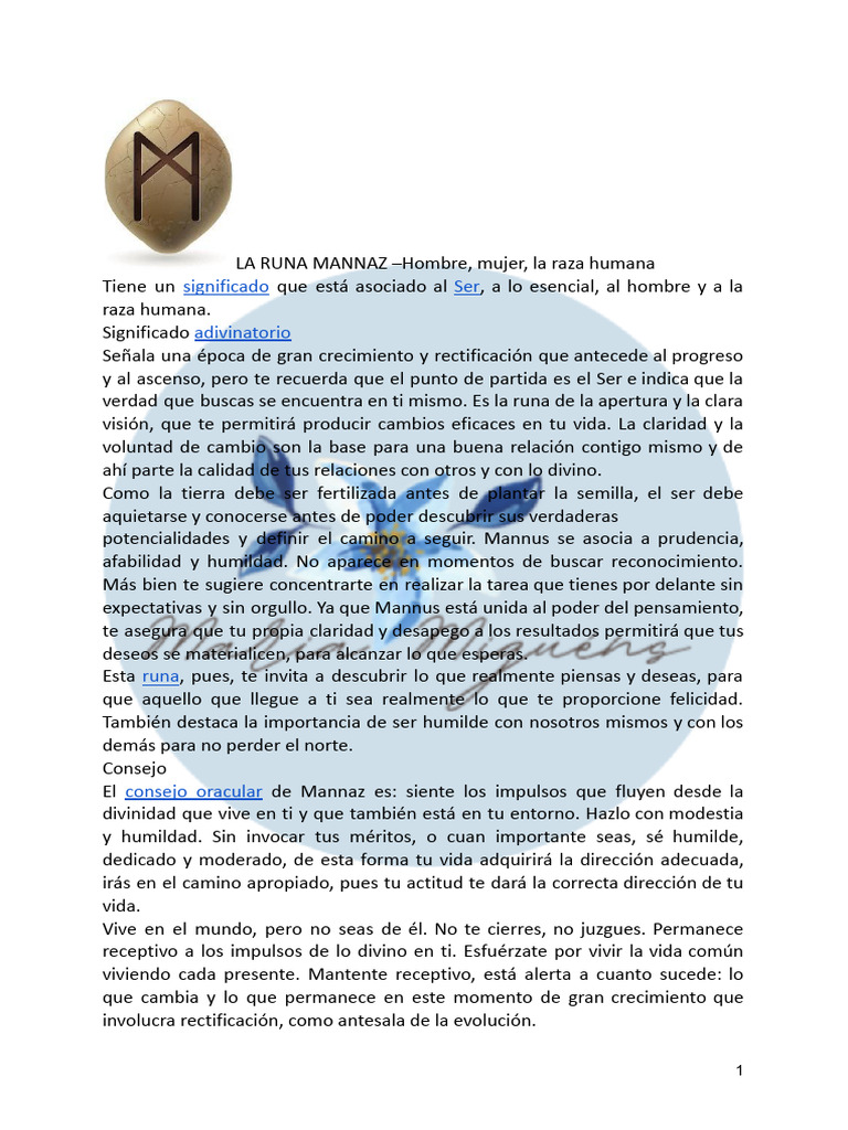 Significado y poder de la runa Mannaz | PDF | Amor | Karma