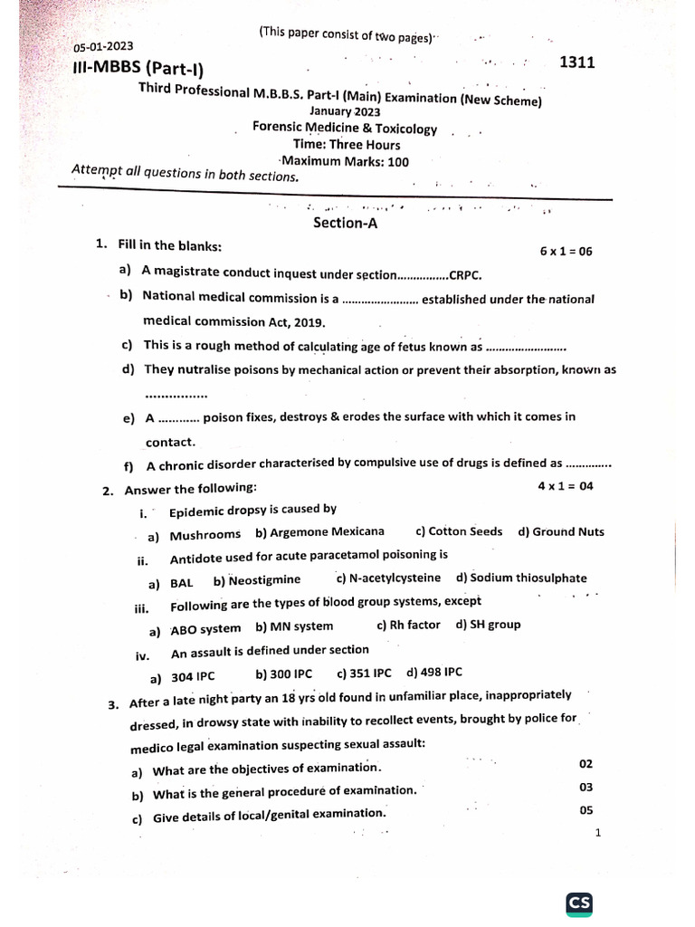 3rd Year Papers 2022-23 | PDF