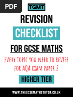Edexcel Higher GCSE Paper 2 High Priority Revision Topics | PDF | Area ...