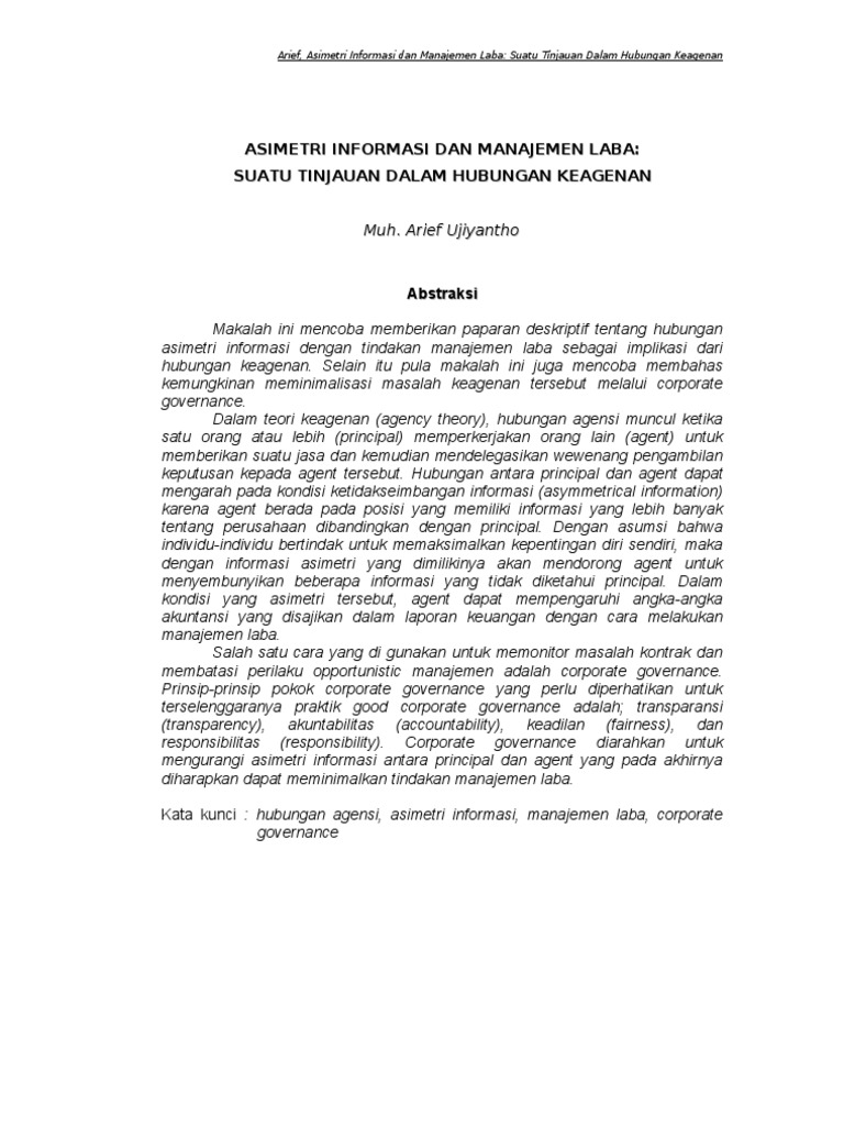 Asimetri Informasi | PDF