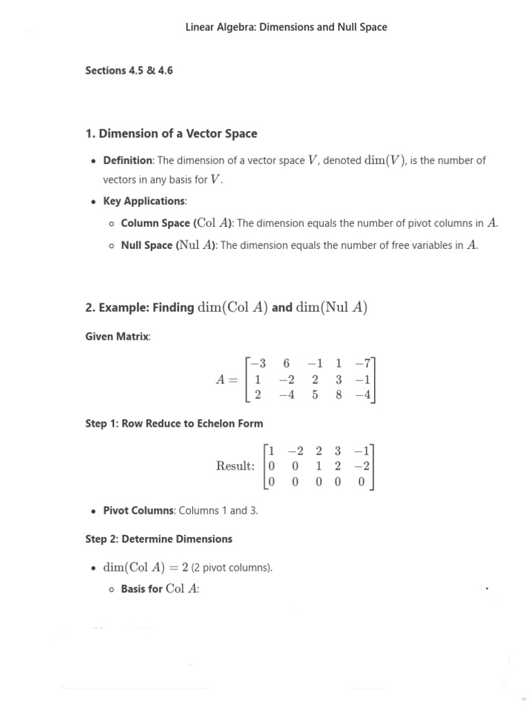 Dimesion and Basis of Subspace | PDF | Mathematical Physics ...