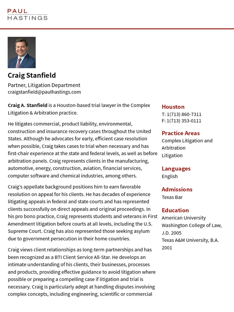 Craig Stanfield | PDF | Lawsuit | Arbitration