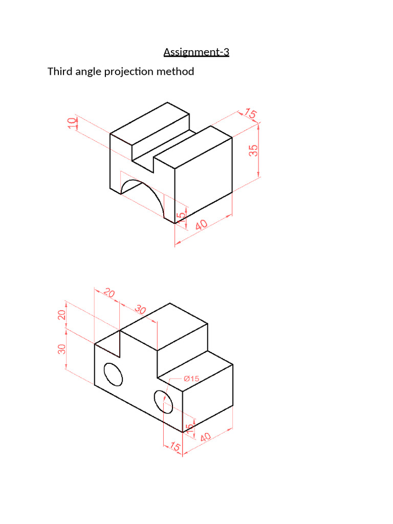 Sketching - Assignment 3 - Objects Third Angle Projection Method | PDF