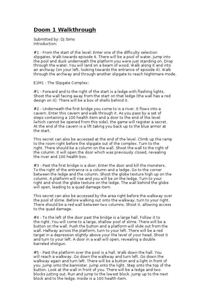 Doom 1 Walkthrough: A Comprehensive Guide to Secrets and Strategies for ...