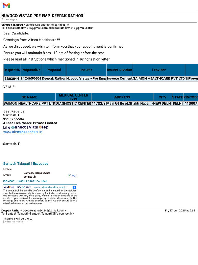 Gmail - Nuvoco Vistas Pre Emp-Deepak Rathor | PDF