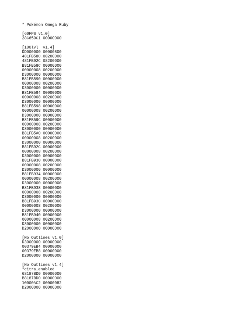 Omega Ruby Cheat Codes Guide | PDF