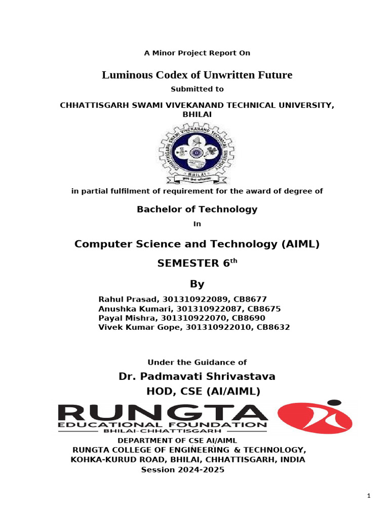 Luminous Codex Project Report AIML | PDF