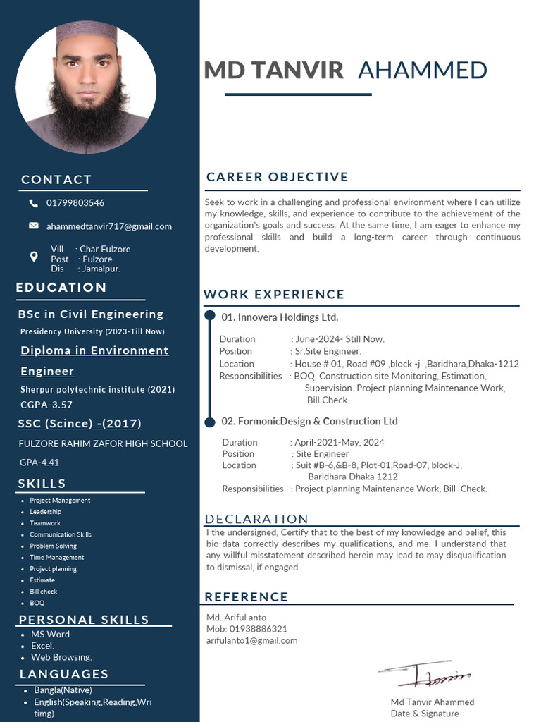 Blue Simple Professional CV Resume (Shohag) | PDF | Cognitive Science ...