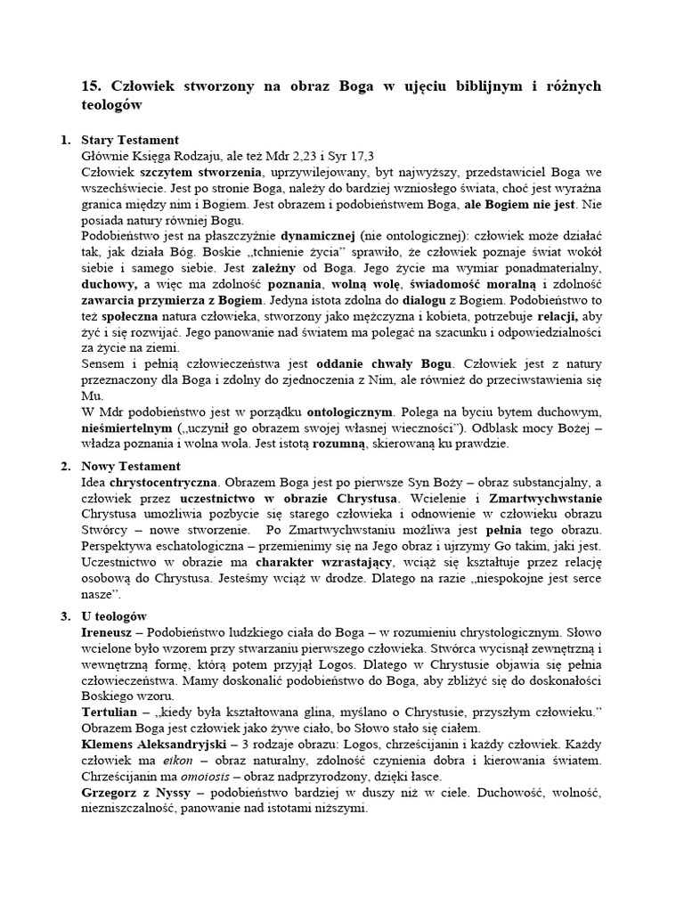 Teza 15 - Obraz Boga W Człowieku | PDF