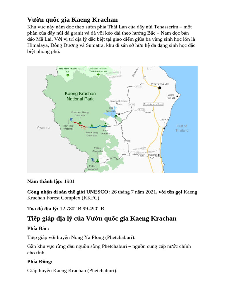 Khu PH C H P R NG Kaeng Krachan | PDF