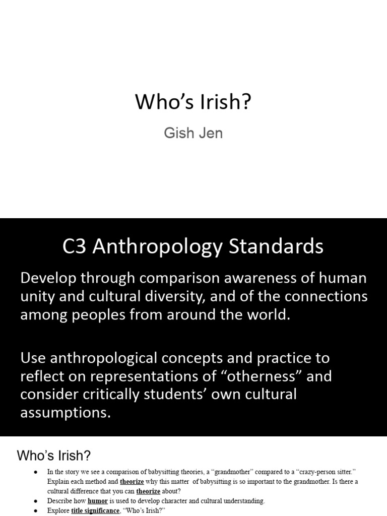 Cultural Conflicts in "Who's Irish?" | PDF | Babysitting ...
