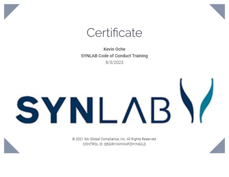 SYNLAB Code of Conduct Training OCHE KEVIN | PDF