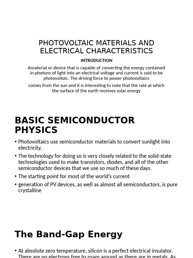 Photovoltaic Materials and | PDF