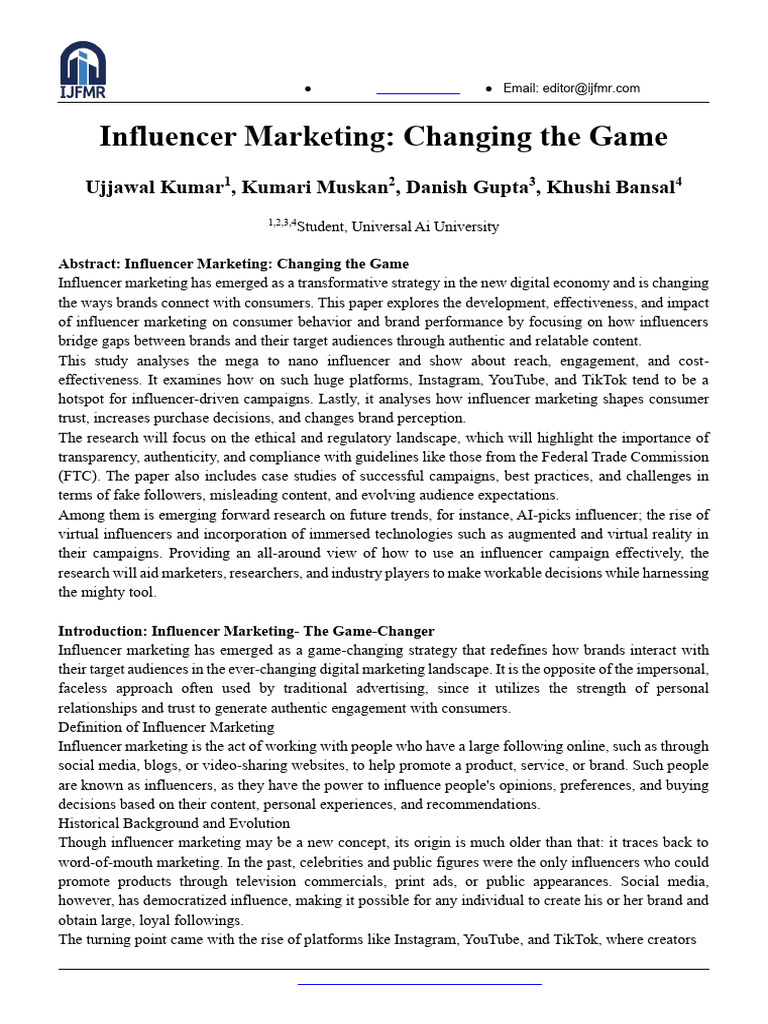 Influencer Marketing: A Transformative Study | PDF | Brand | Marketing
