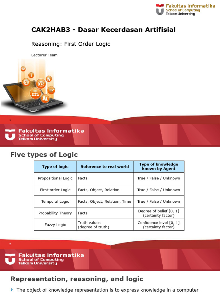 13 CAK2HAB3 Dasar AI - First Order Logic | PDF | Logic | Truth