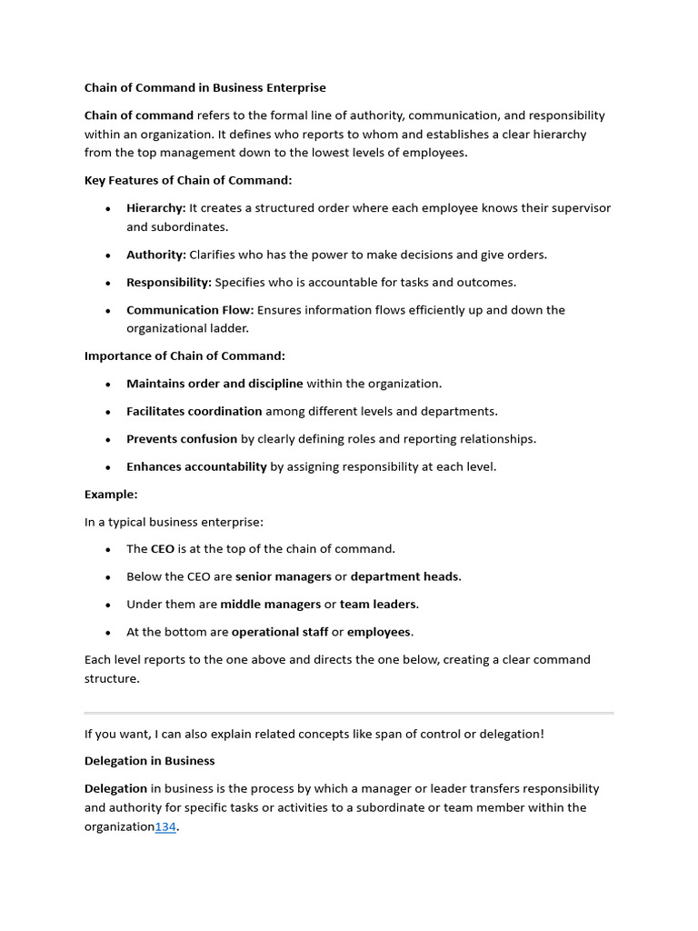Chain of Command in Business Management | PDF | Business | Social ...