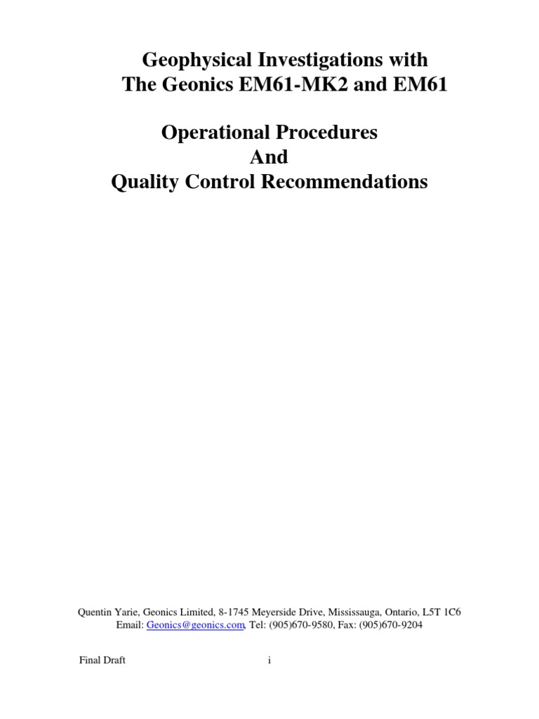 EM61-MK2 Operational Procedures Manual | PDF | Global Positioning ...