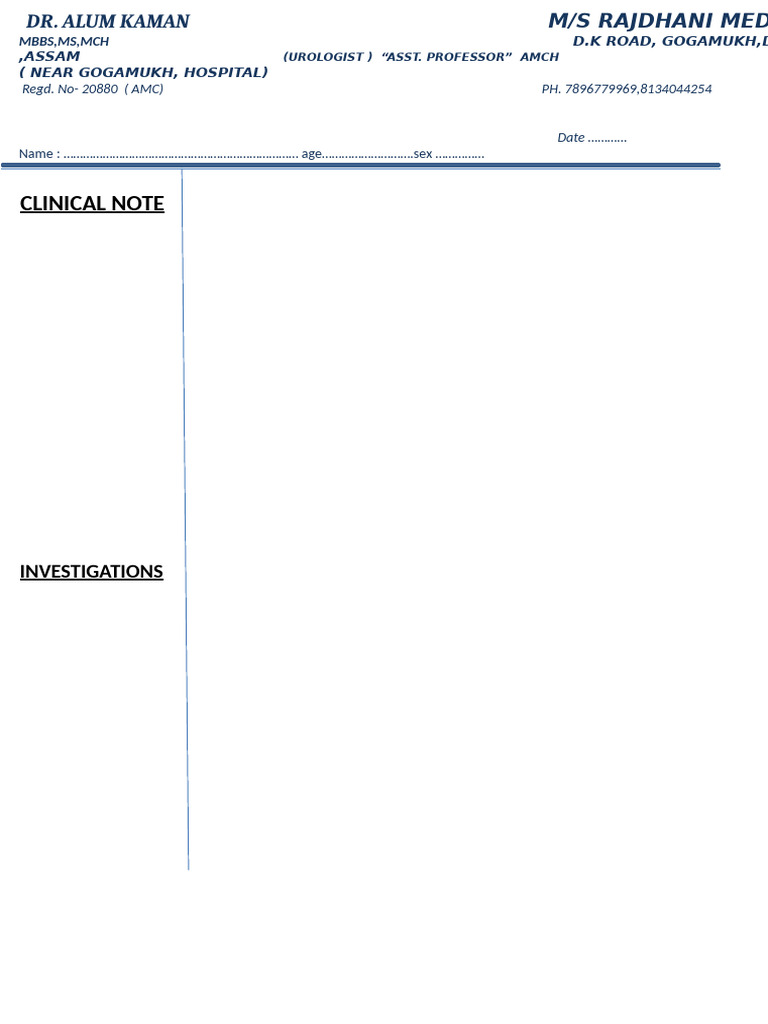 Clinical Note: Investigations | PDF