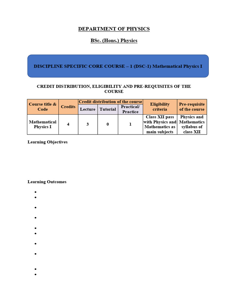 NEP Physics Syllabus Till V Sem | PDF | Force | Momentum