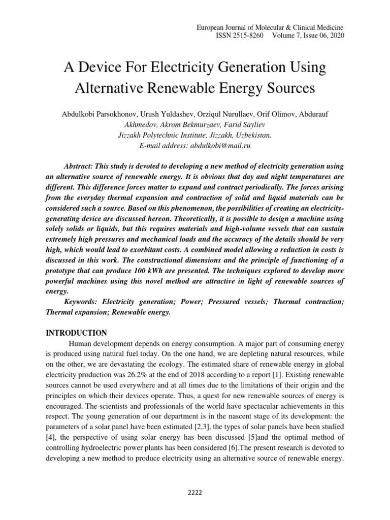 EJ of MCM. A Device For Electricity Generation.. | PDF | Thermal Expansion | Liquids