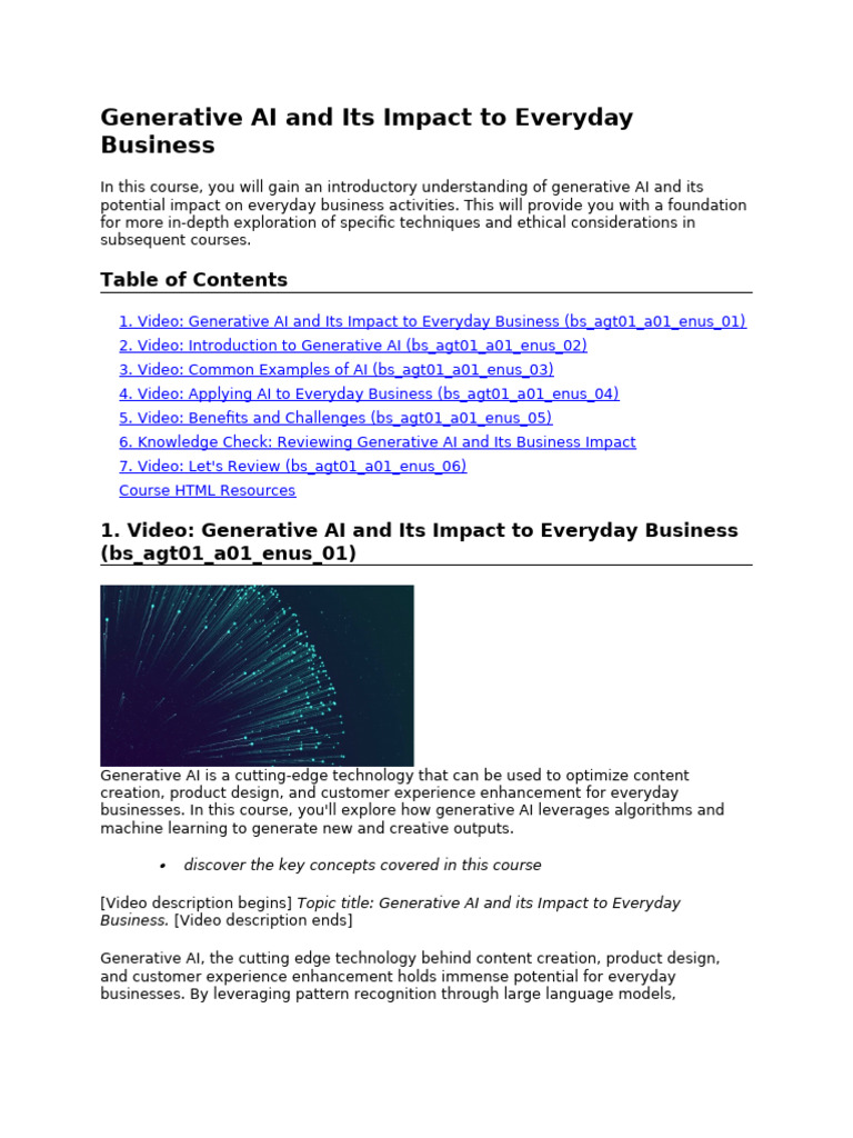 Generative AI and Its Impact To Everyday Business | PDF | Artificial ...