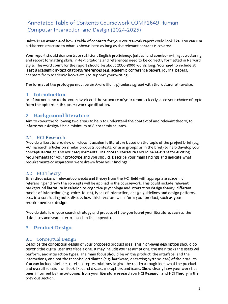 COMP1649 Annotated TOC 2024-2025 | PDF | Human–Computer Interaction | Prototype