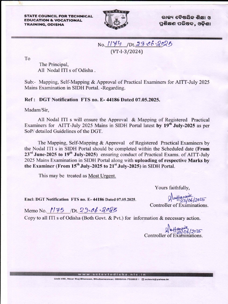 Mapping, Self-Mapping & Approval of Practical Examiners For AITT-July ...
