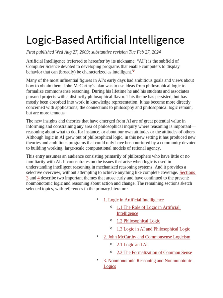 Logic | PDF | Logic | Artificial Intelligence