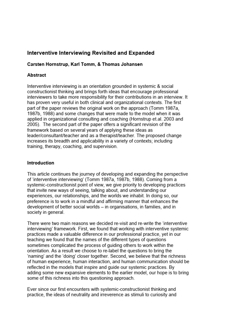 Expansive Interventive Interviewing Insights | PDF | Interview ...