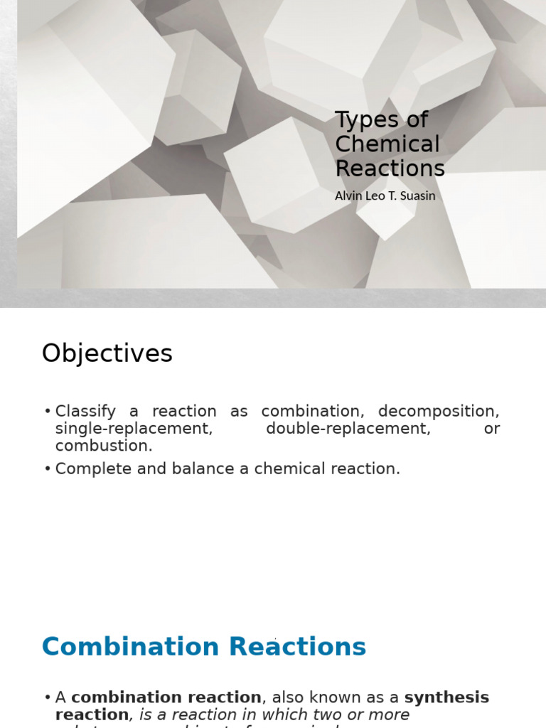 Six Types of Chemical Reactions | PDF | Chemical Reactions | Chemical ...