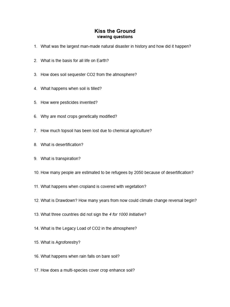 Kiss the Ground Viewing Questions Guide | PDF