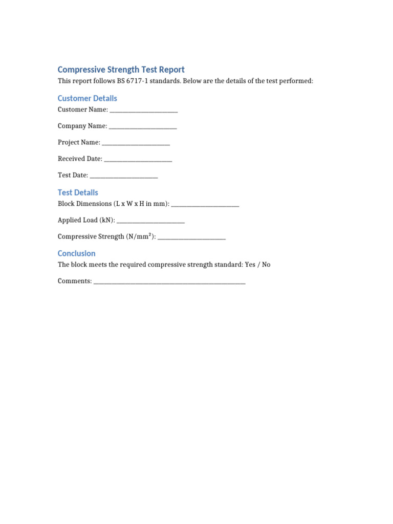 Compressive Strength Report | PDF