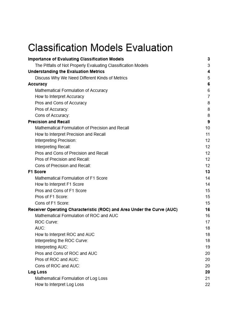 Classification Models Theory | PDF | Receiver Operating Characteristic ...
