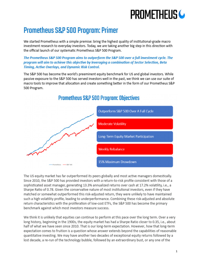 Prometheus S&P 500 Program Overview | PDF | Inflation | Beta (Finance)