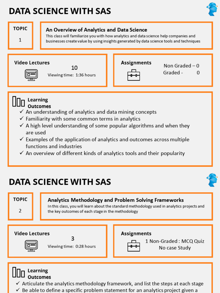 Data Science With SAS - Course Outline-2 | PDF | Logistic Regression ...