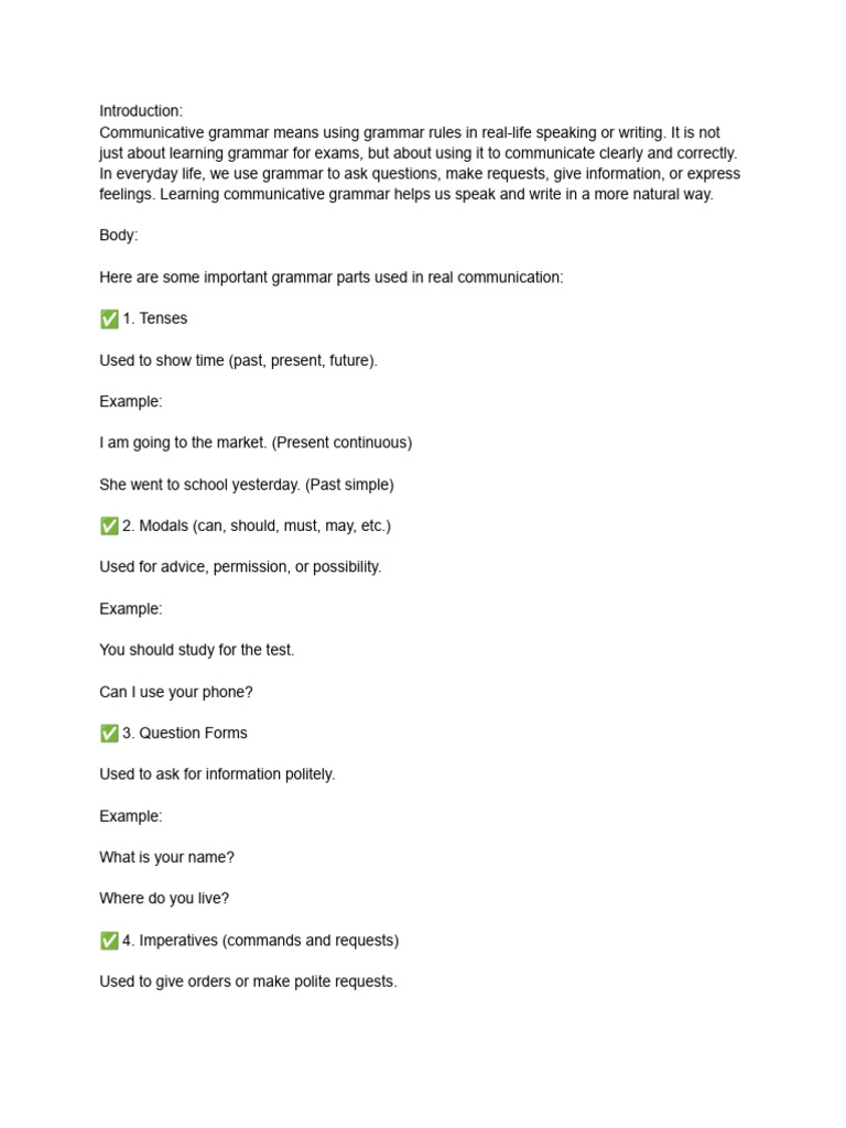 Communication Grammar | PDF