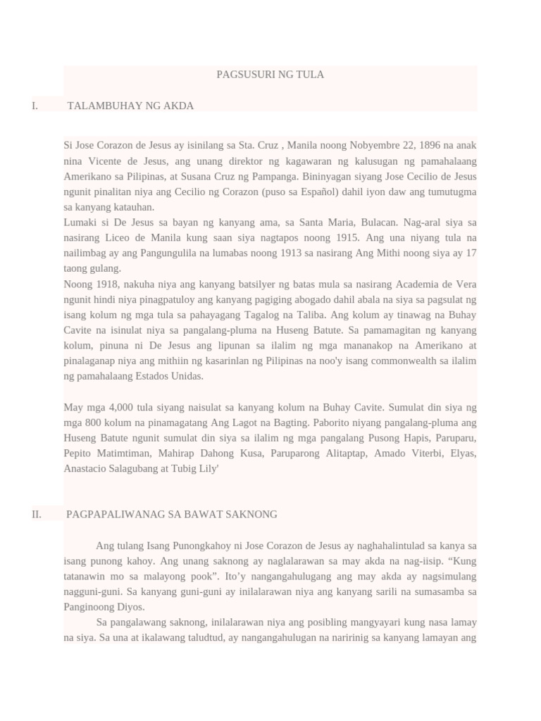 Pagsusuri NG Tula - Ang Punongkahoy | PDF