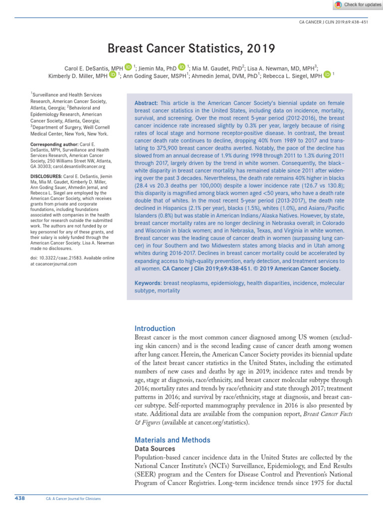 2019 US Breast Cancer Statistics Update | PDF | Cancer | Breast Cancer