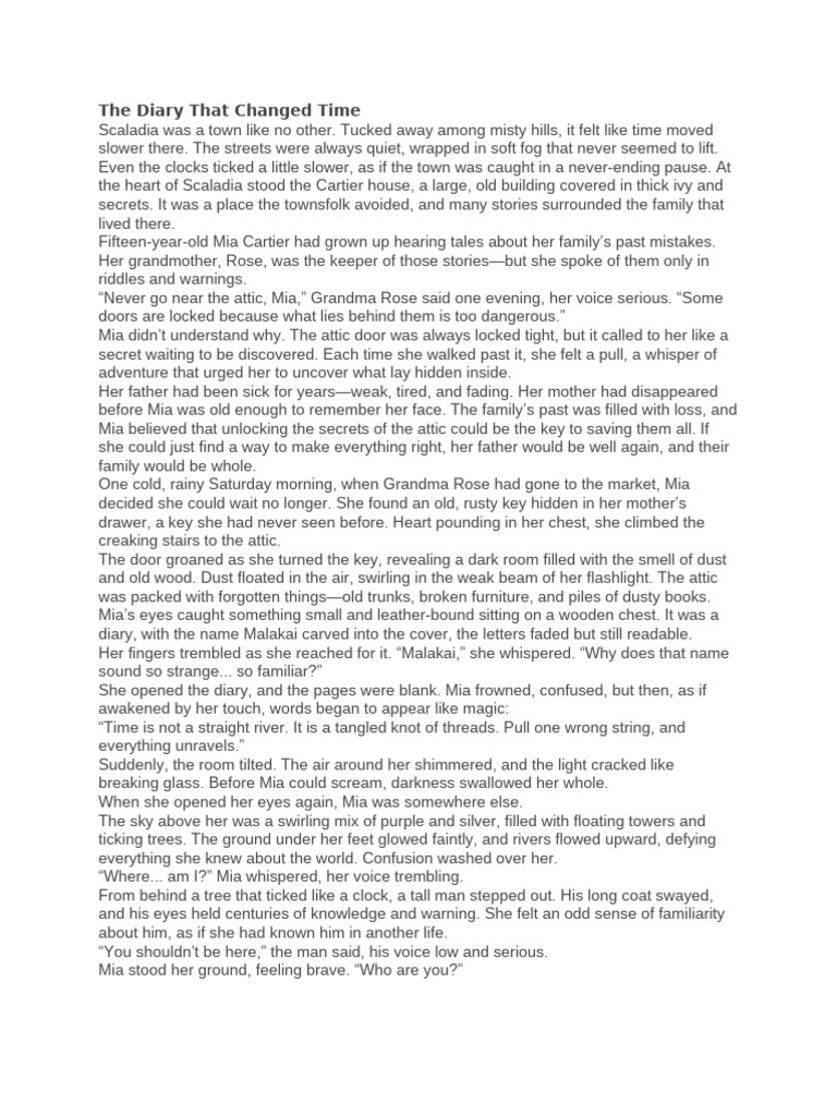 Mia's Time-Traveling Diary Adventure | PDF