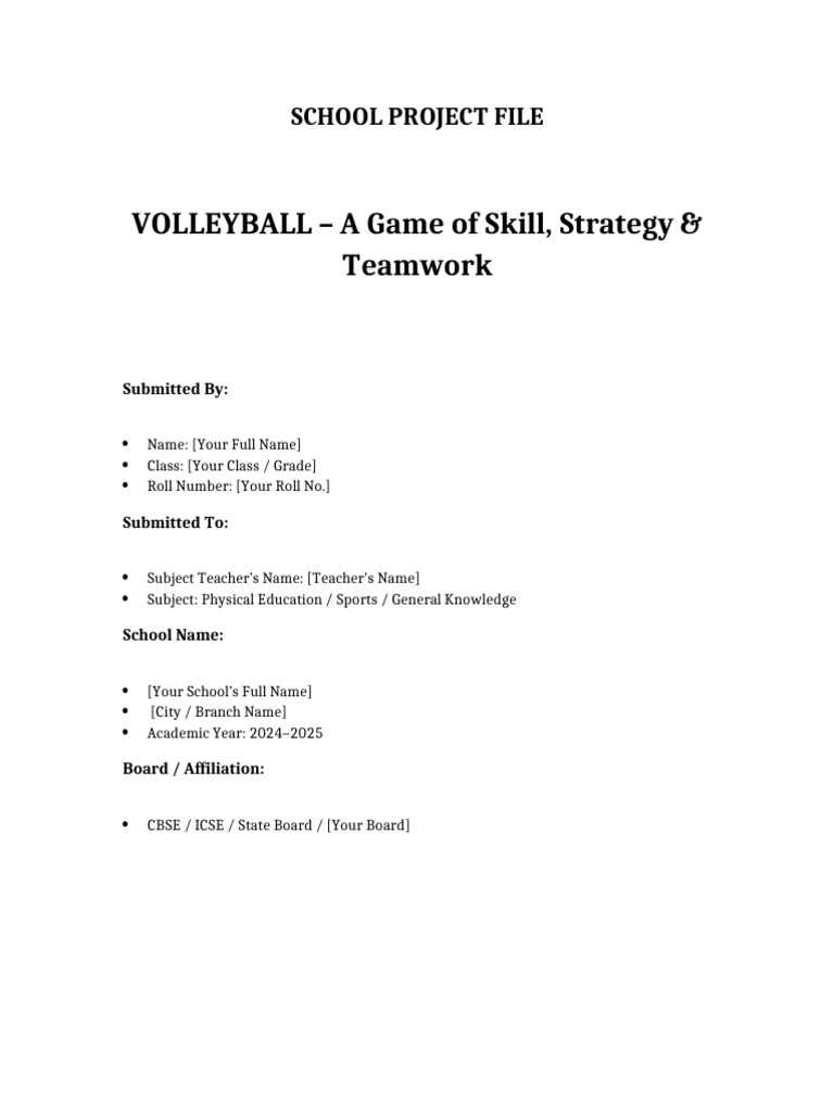 Volleyball Project Cover Page | PDF