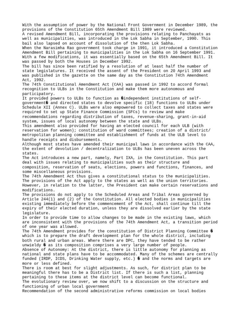 73rd Constitutional Amendment Act | PDF | Audit | Government