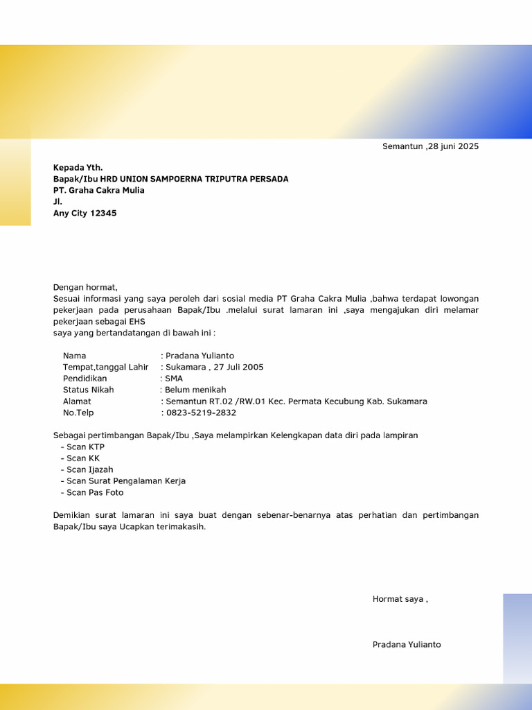 Biru Kuning Gradasi Modern Permintaan Data Antar Instansi Surat | PDF